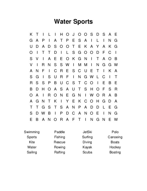 Skiing Word Search