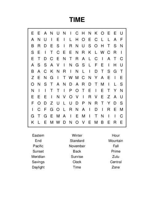 TIME Word Search TIME Word Search