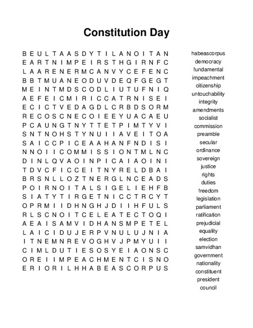 Constitution Day Word Search