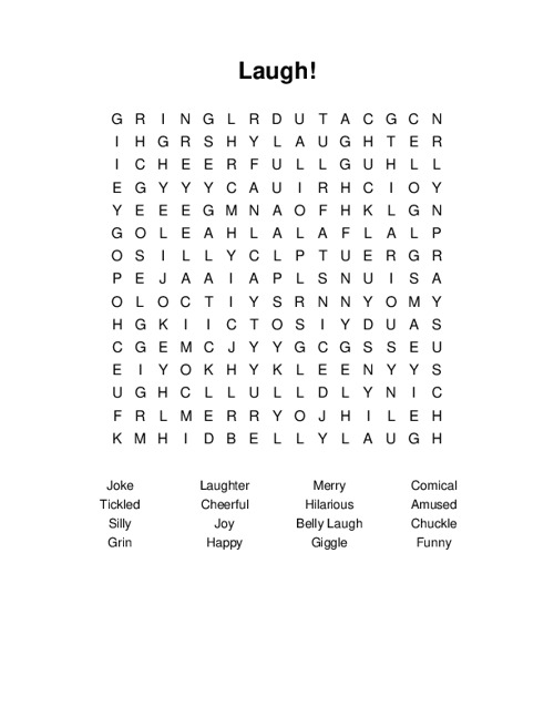 Laugh Word Search Laugh Word Search