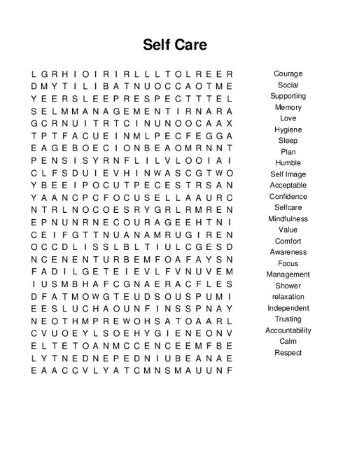 Mental Health Word Search