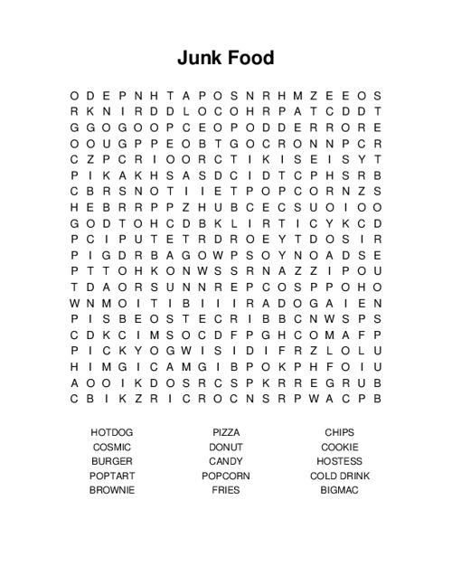 Healthy Eating Word Search Healthy Eating Word Search