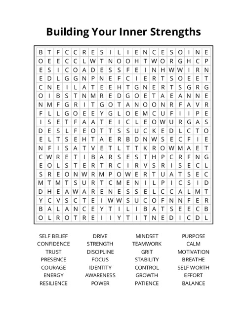 Building Your Inner Strengths Word Search